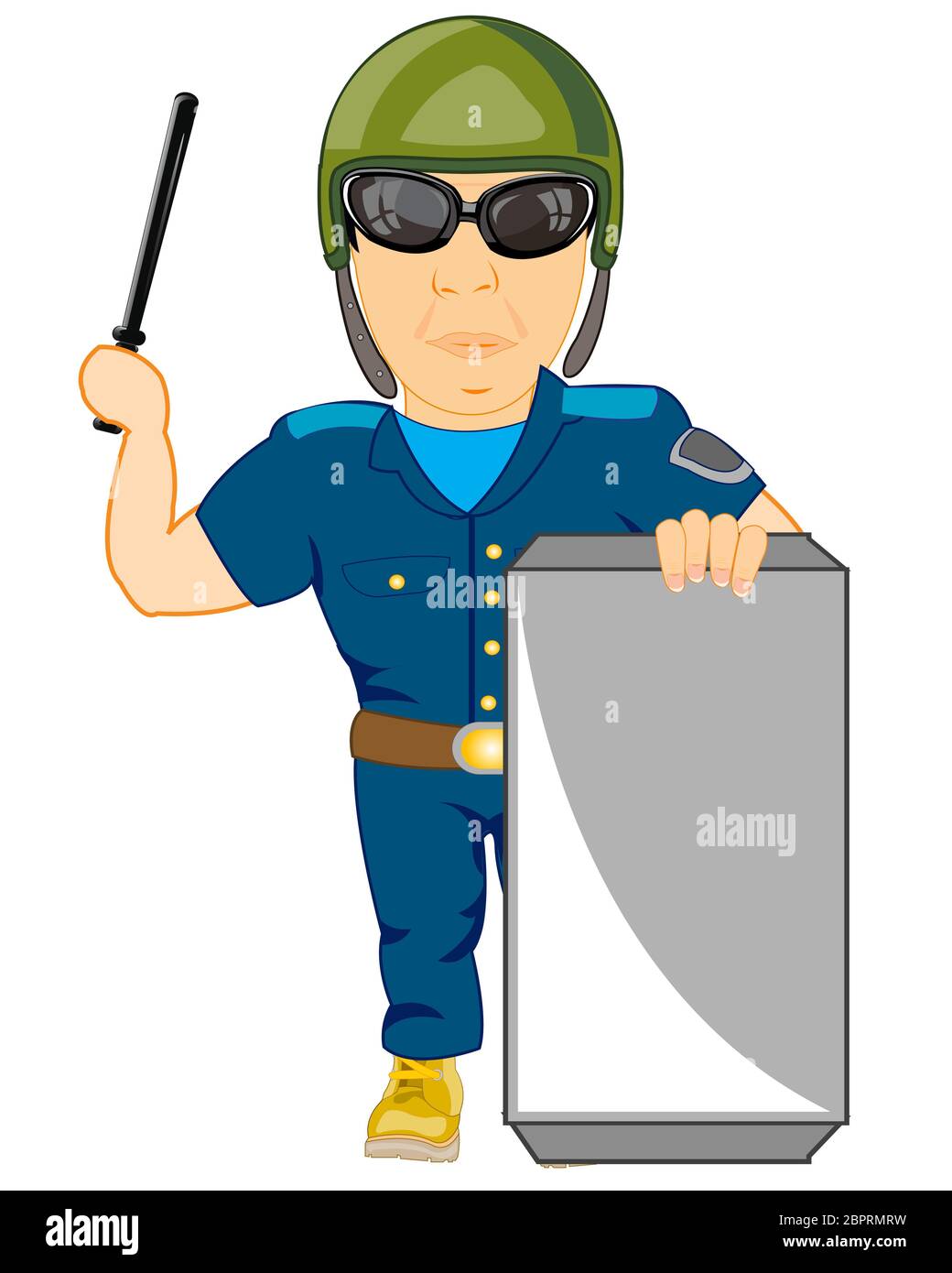 Police in defensive helmet with shield and rubber blackjack Stock Photo ...