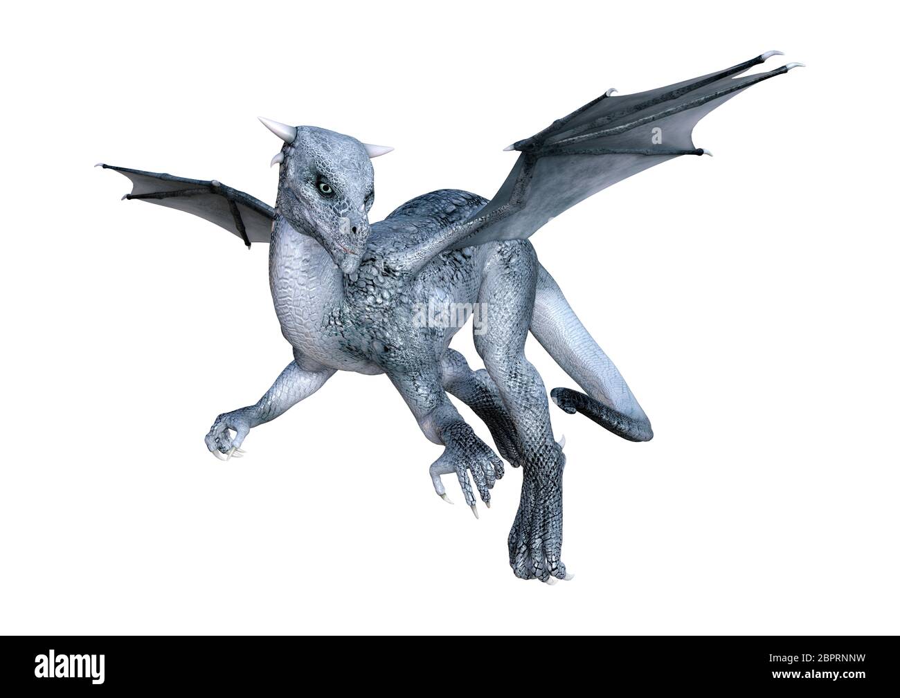 3D rendering of a fantasy dragon whelp isolated on white background ...