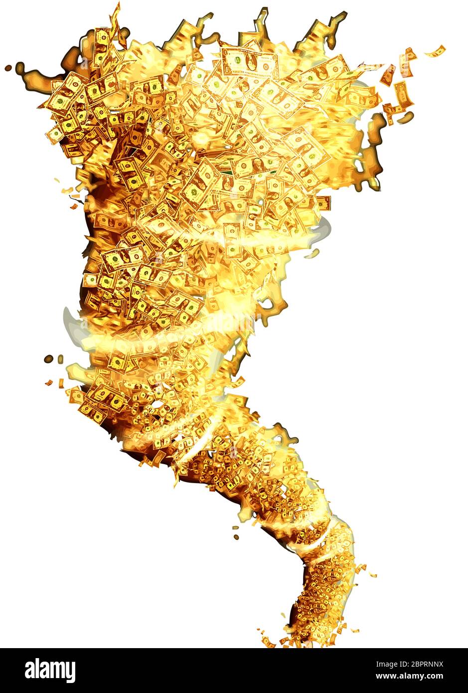 hurricane weathe storm cyclone golden coins wind illustration Stock ...