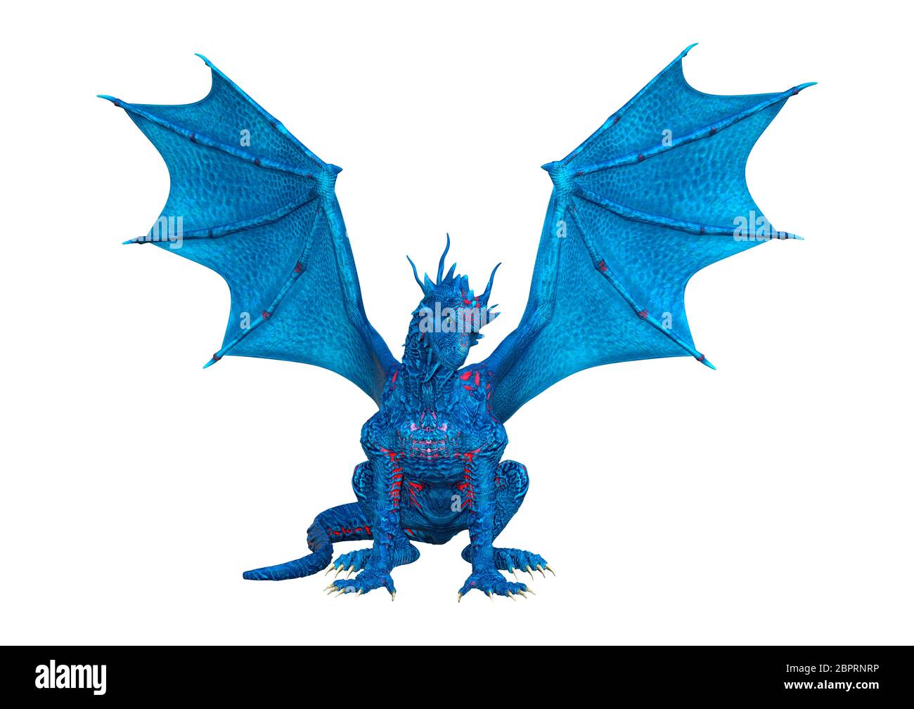 3D rendering of a blue fantasy dragon isolated on white background ...