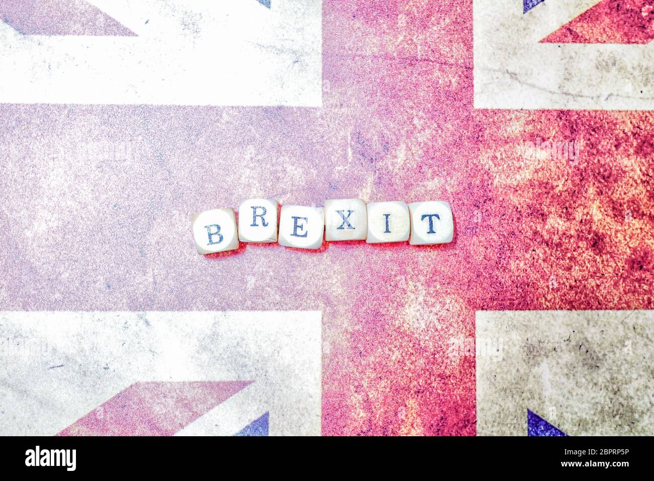 Brexit letter cube on Union Jack Stock Photo - Alamy