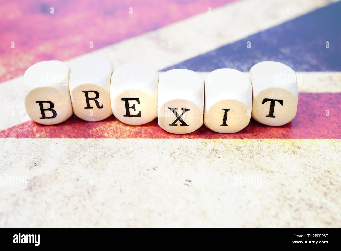 Brexit letter cube on Union Jack Stock Photo - Alamy
