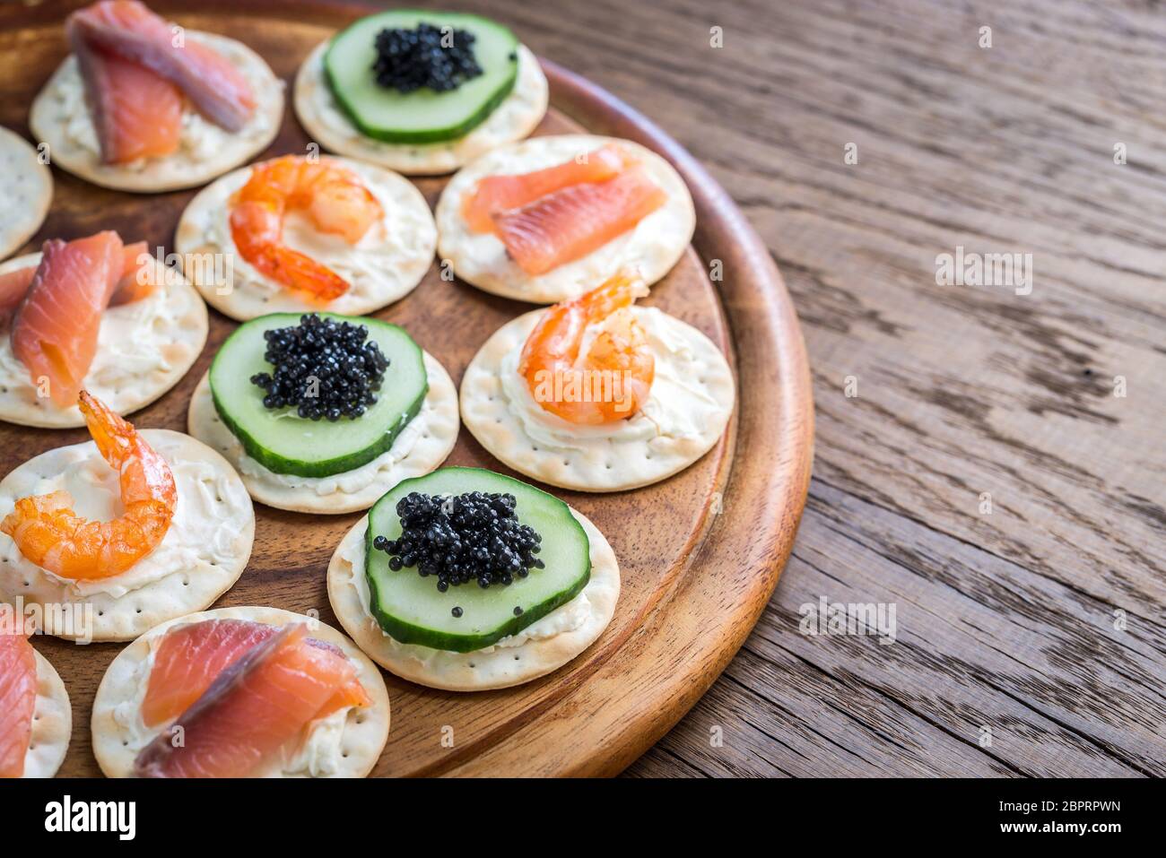 Canape with seafood Stock Photo - Alamy