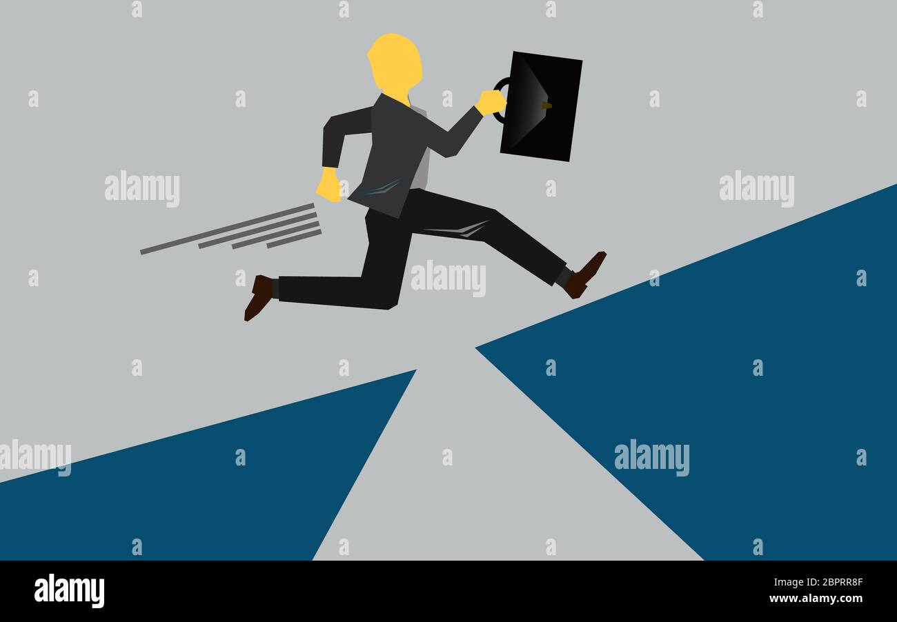 Running and umping over gap, 3D rendering Stock Photo - Alamy