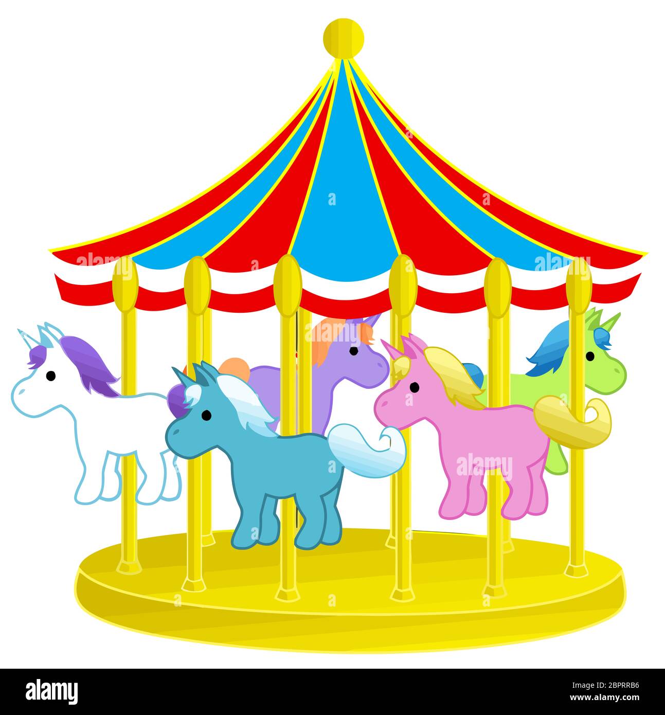 carnival carousel ride unicorn childhood entertainment illustration ...
