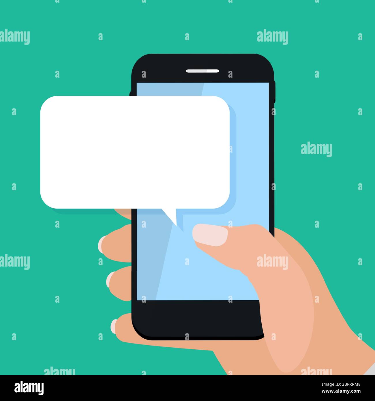 Chat message bubbles on smartphone screen, social networ concept ...