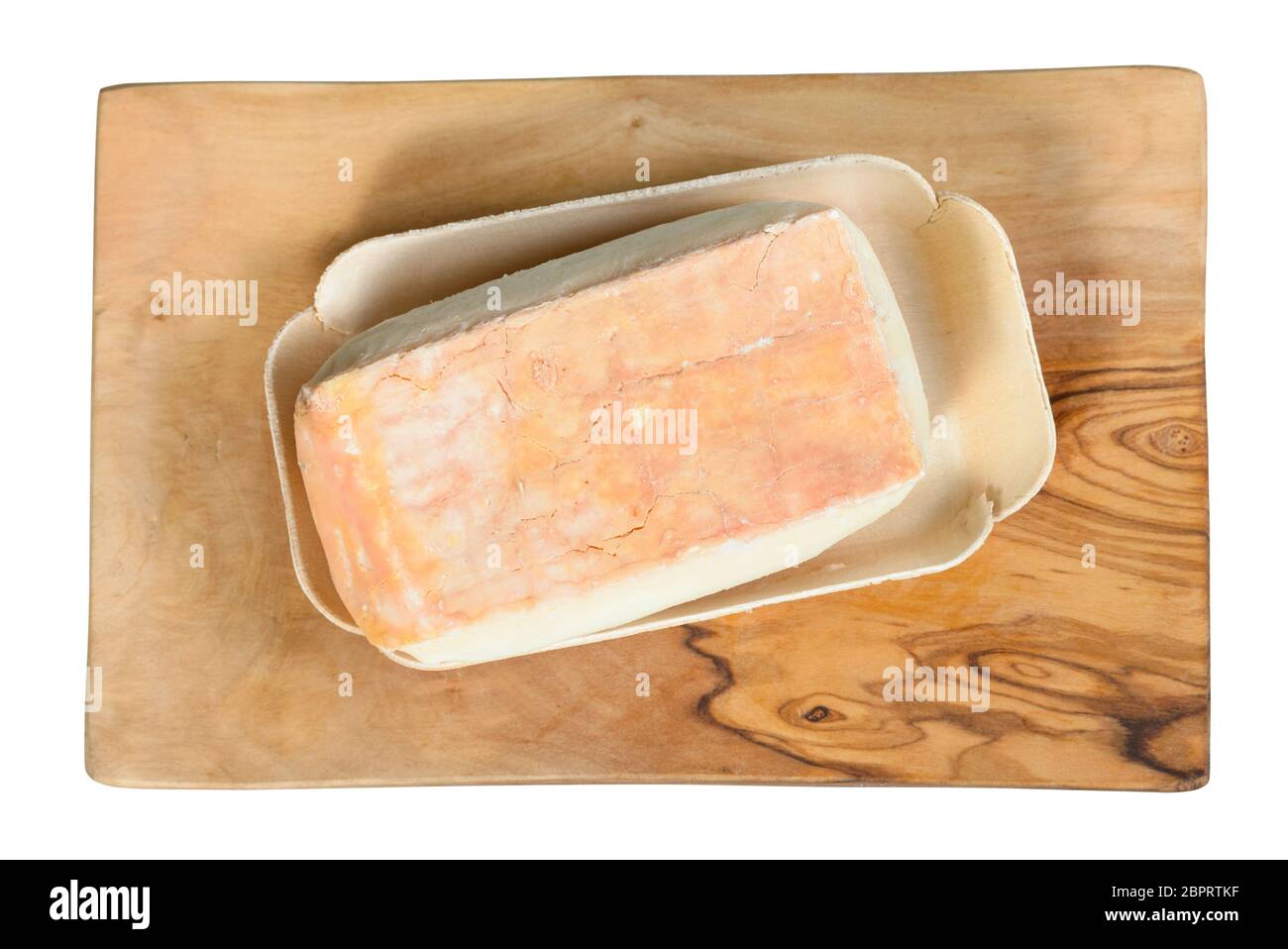 top view of piece of local italian Taleggio cheese from cow's full milk ...