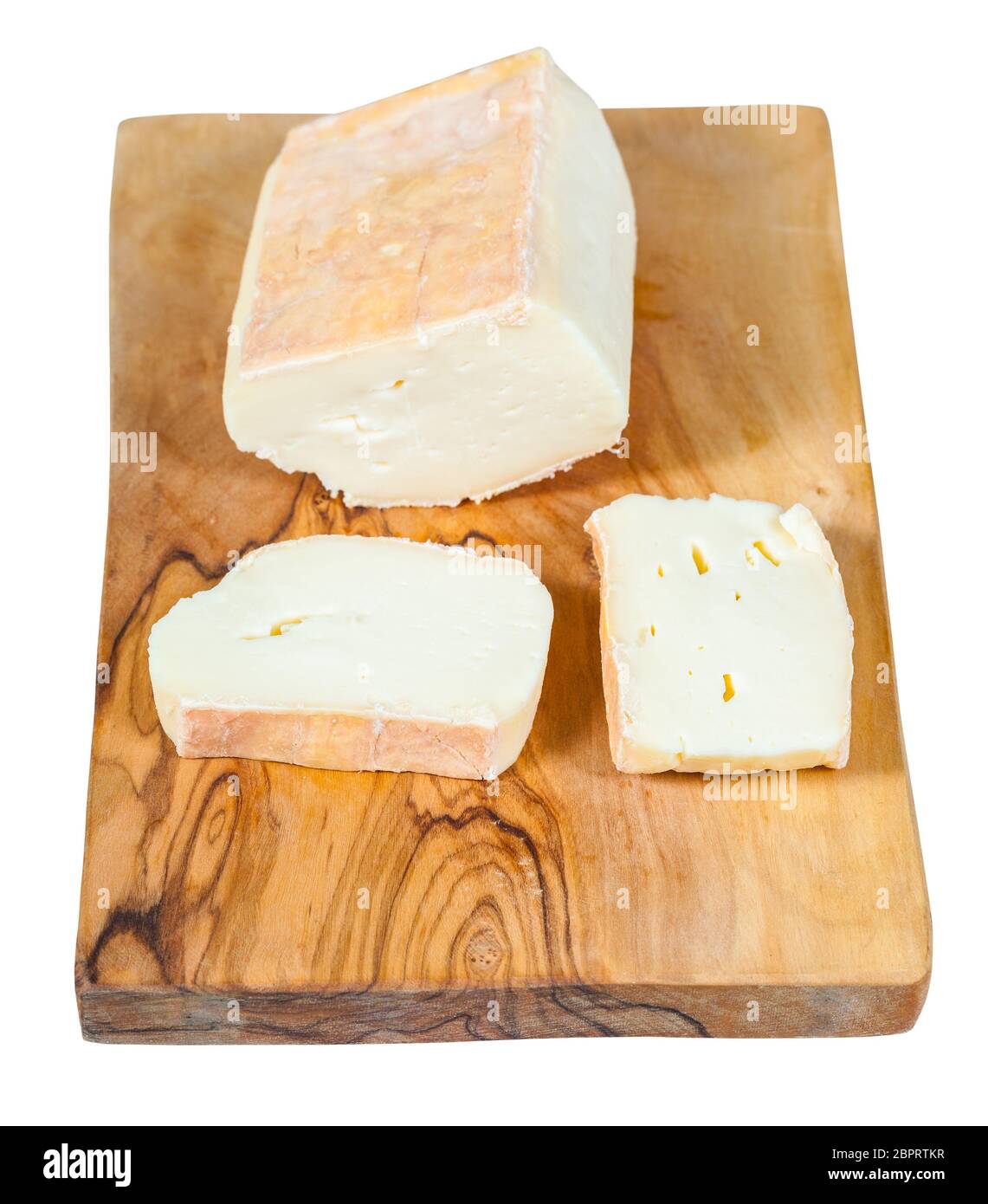 sliced local italian Taleggio cheese from cow's full milk on olive wood ...