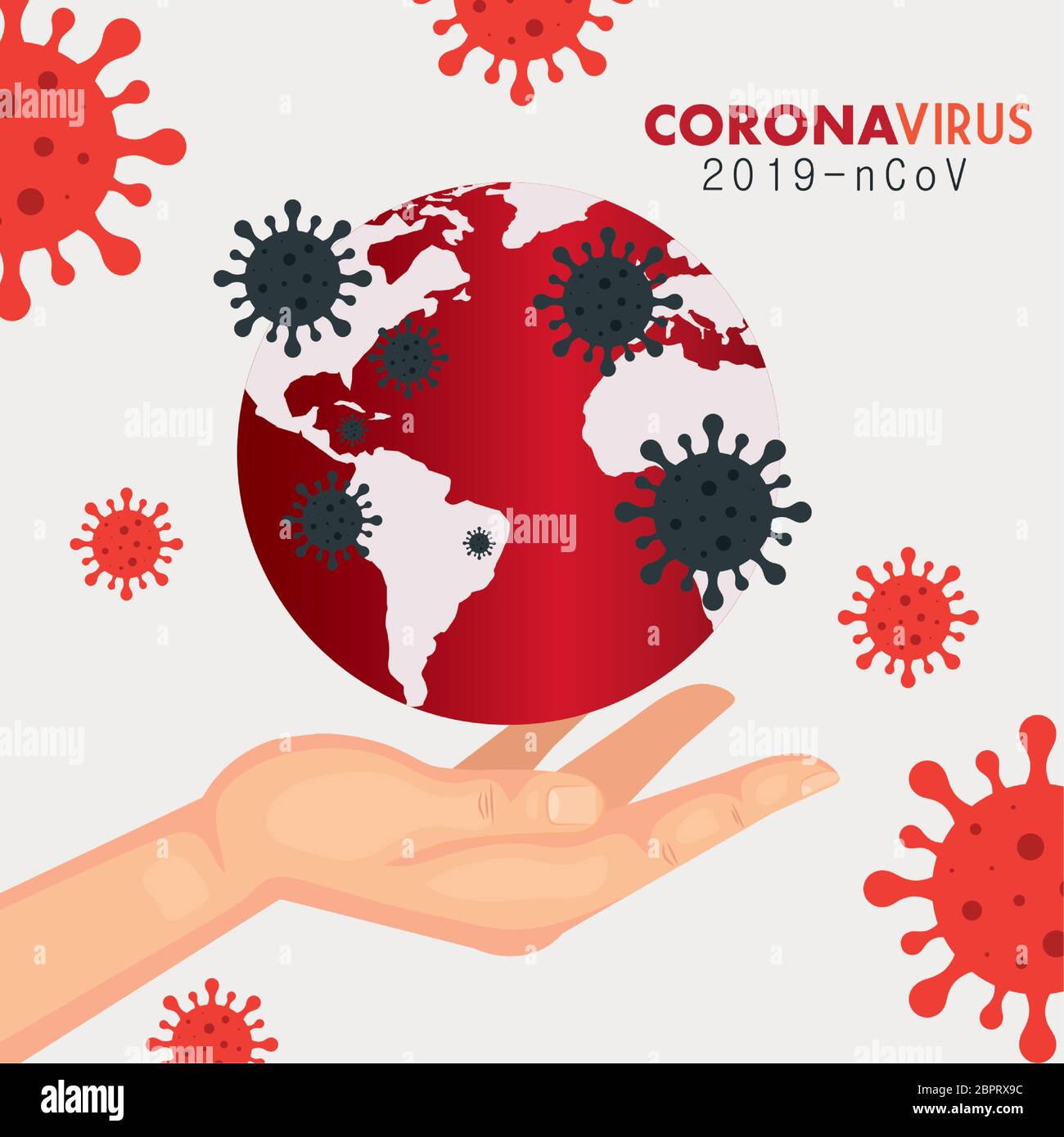 hand and planet earth with 2019 ncov particles Stock Vector Image & Art ...