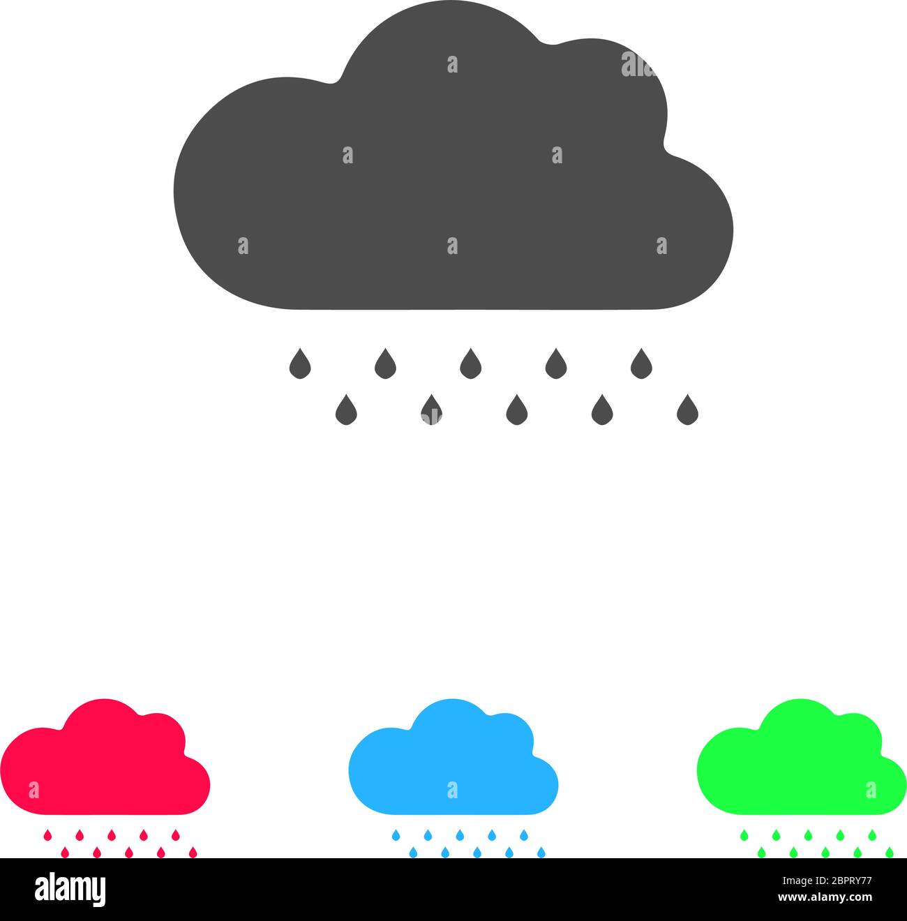 Rain icon flat. Color pictogram on white background. Vector ...