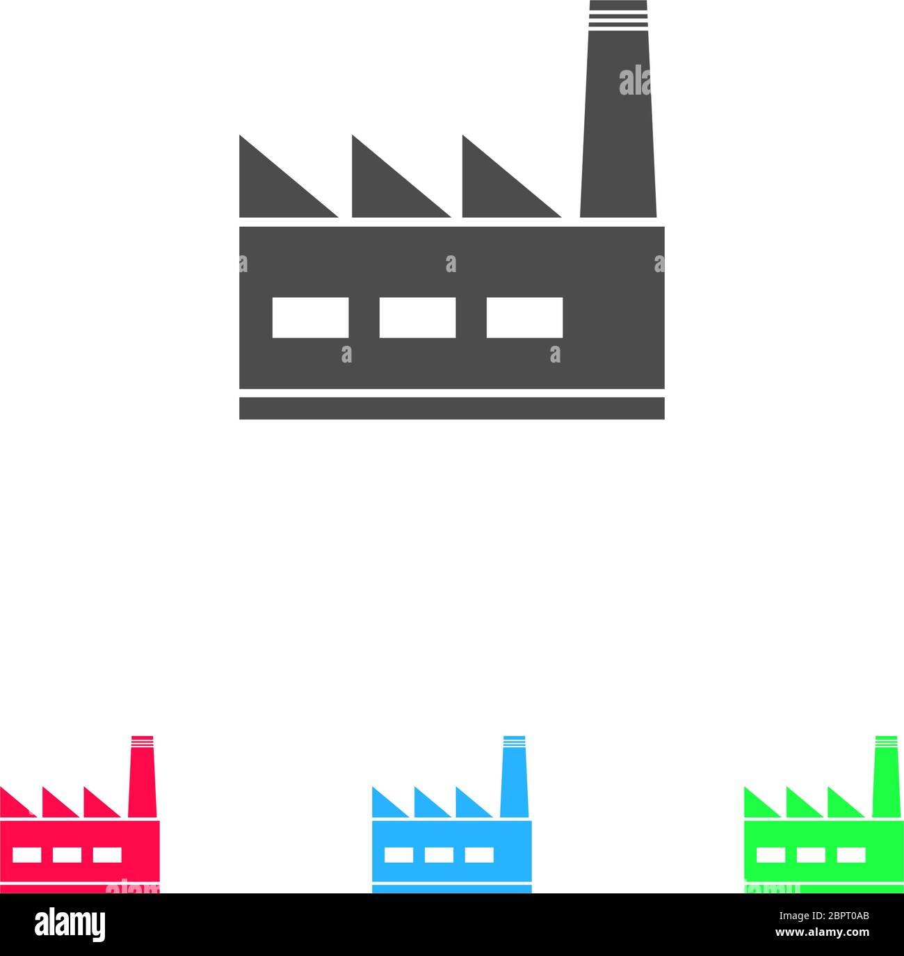 Factory icon flat. Color pictogram on white background. Vector ...