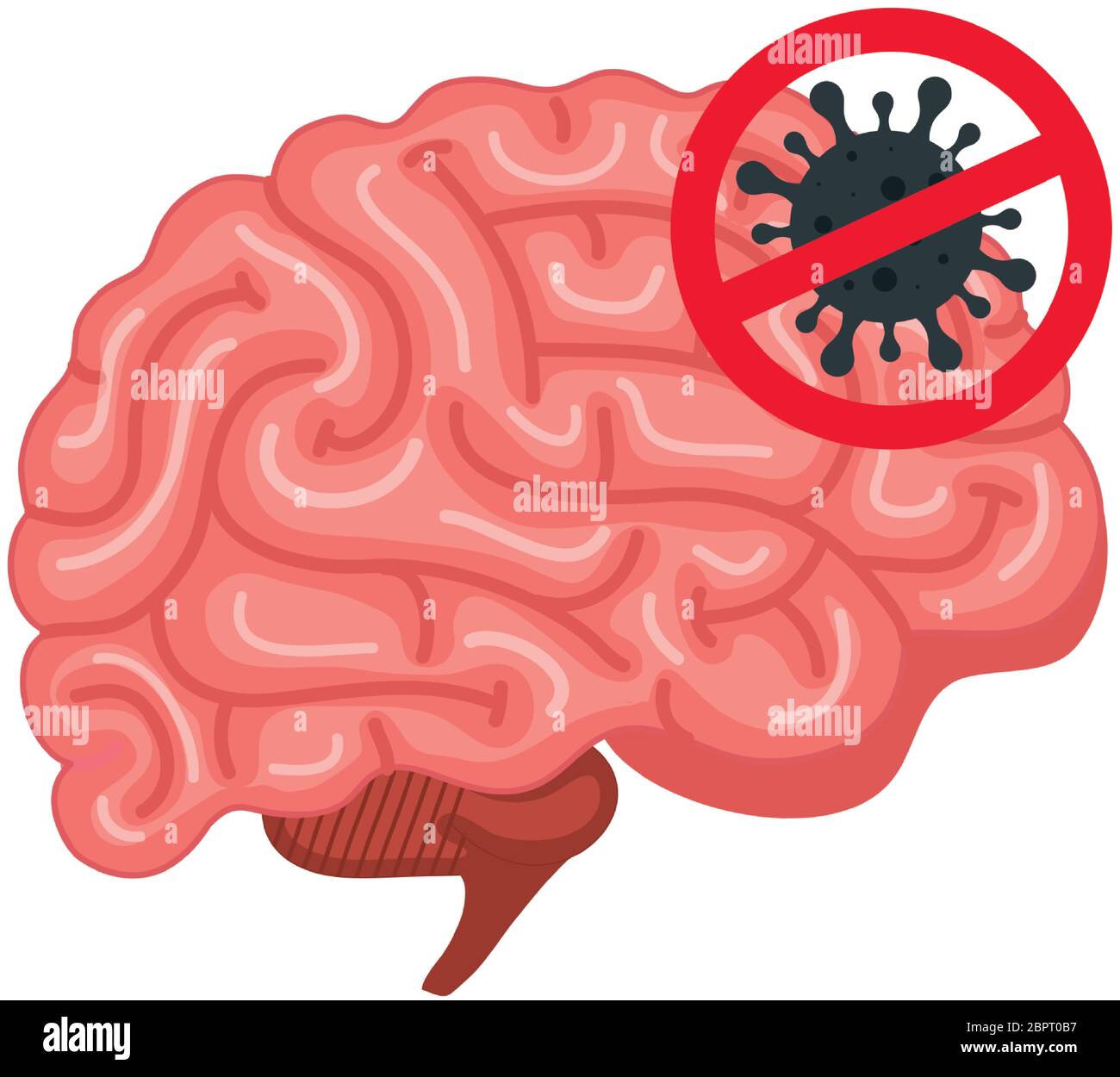 brain with stop covid19 signal Stock Vector Image & Art - Alamy