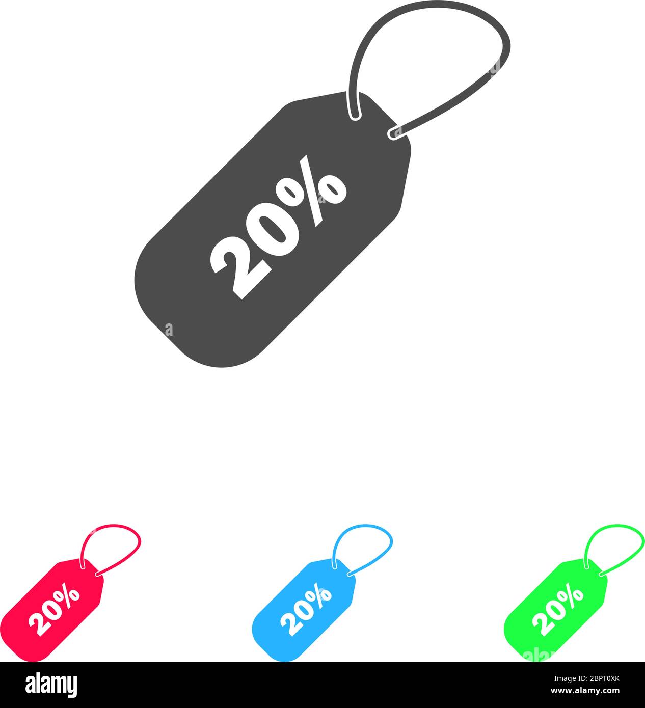 20 percent discount icon flat. Color pictogram on white background ...