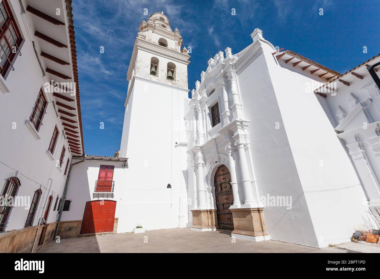 Sucre church facade view, Bolivia. Bolivian landmark Stock Photo - Alamy