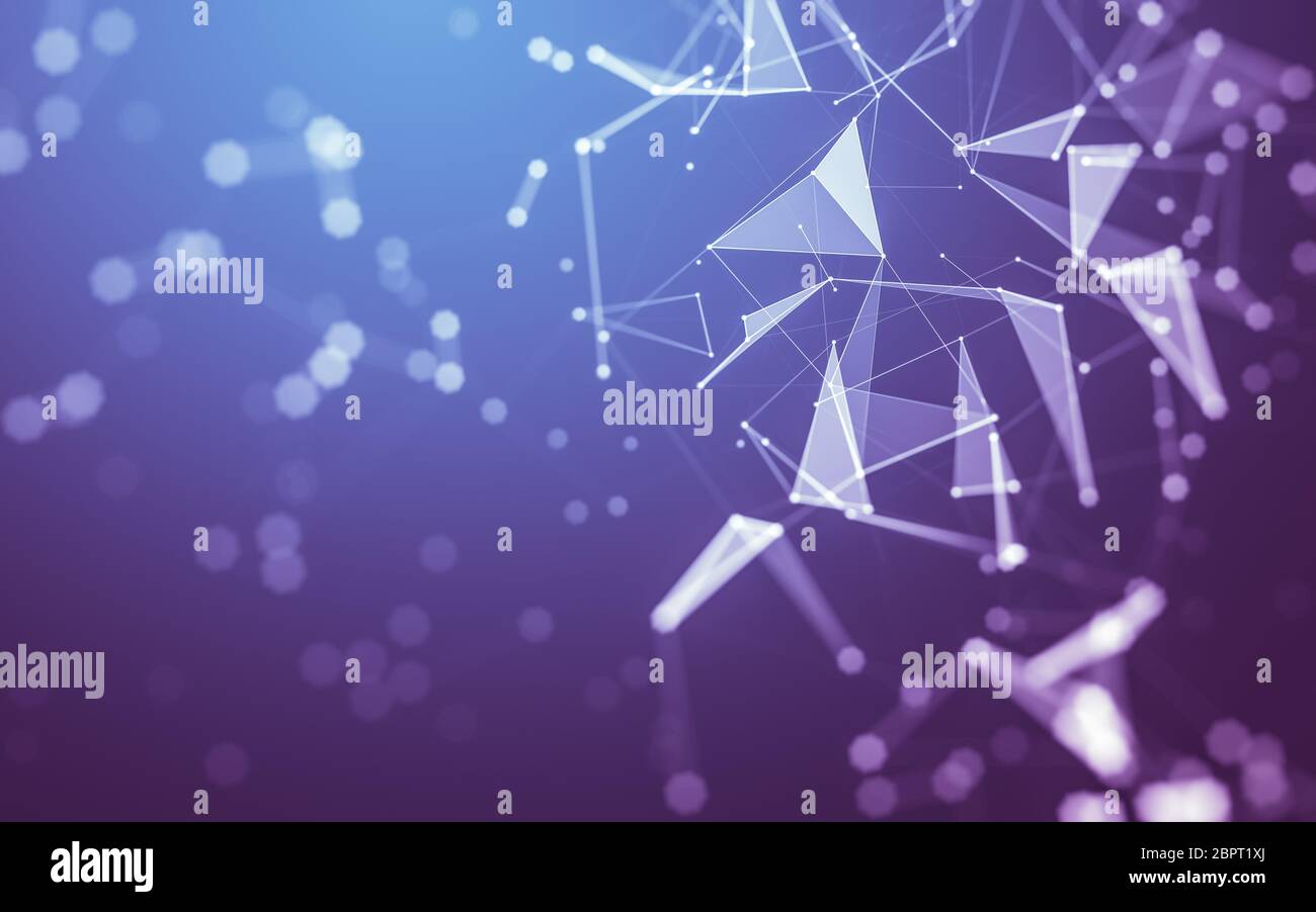 Abstract polygonal space low poly dark background with connecting dots and lines. Connection ...