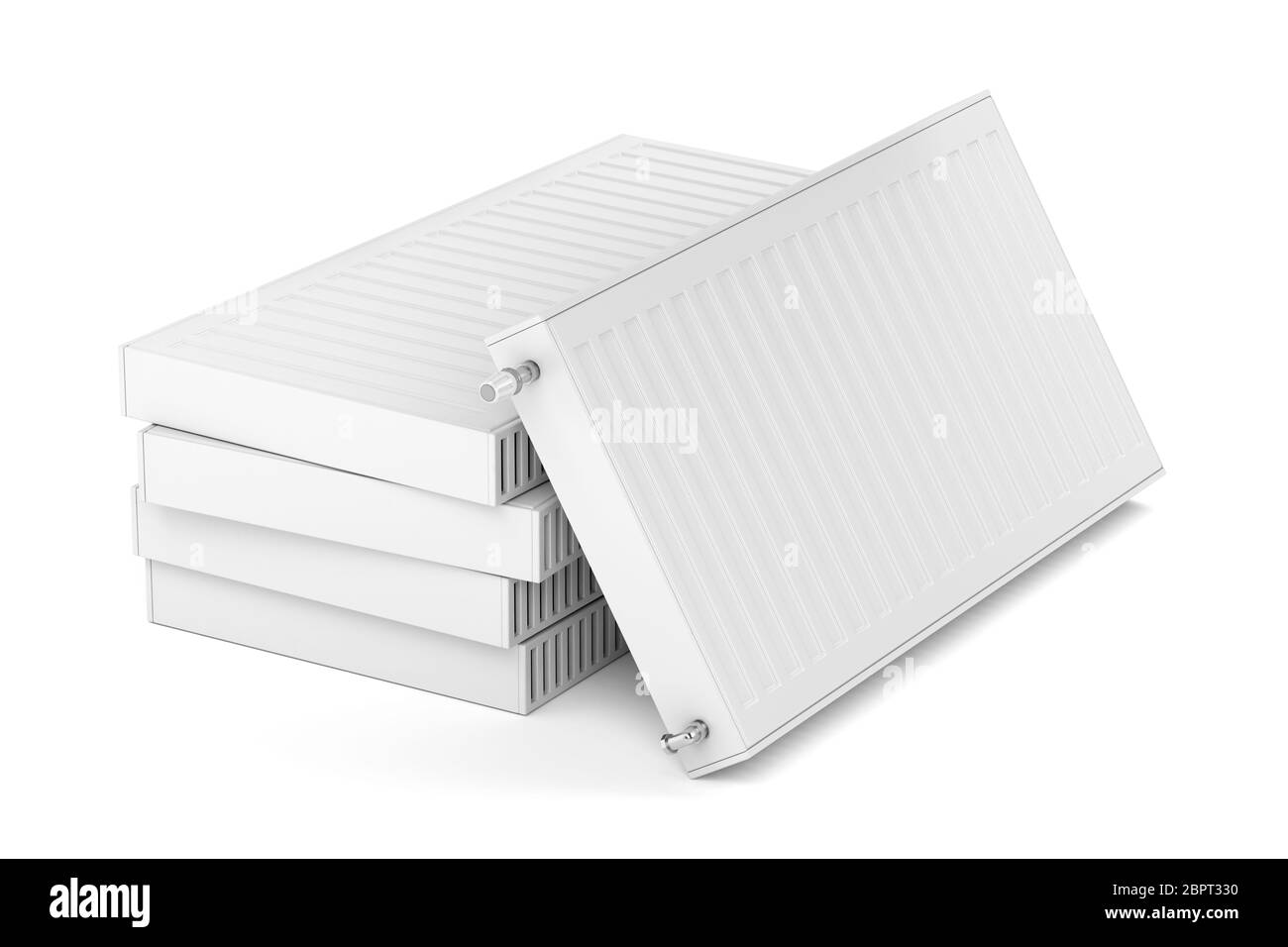 Stack with heating radiators on white background Stock Photo - Alamy