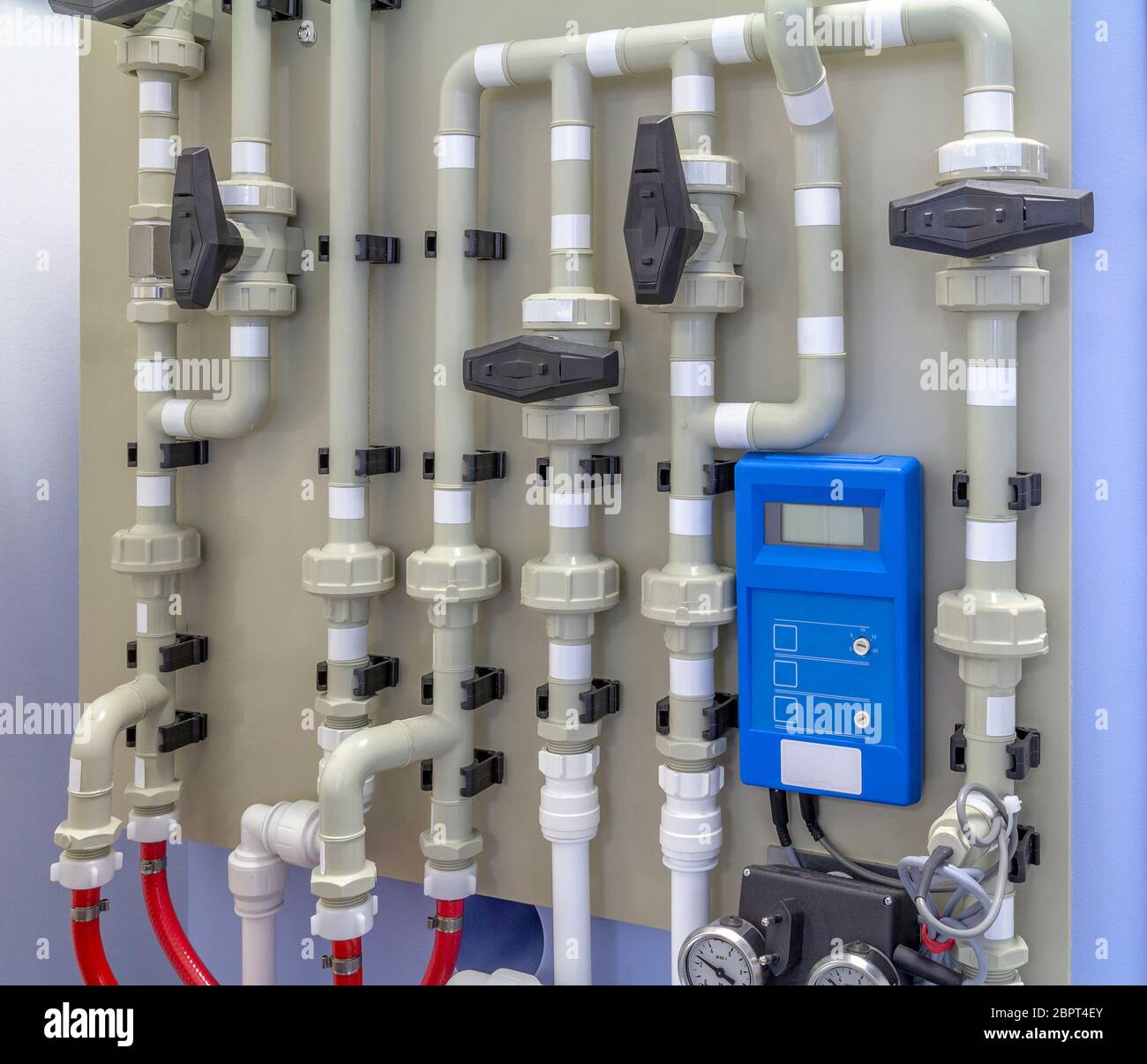 detail of a pipeline system with lots of tubes and fittings Stock Photo ...
