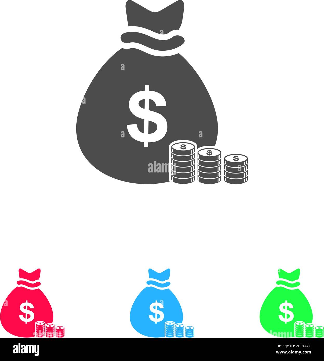 Money icon flat. Color pictogram on white background. Vector ...