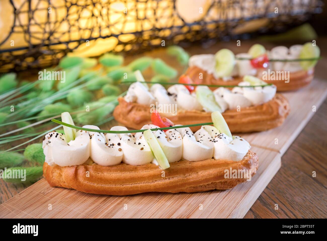 Homemade cheese mousse and truffle eclair Stock Photo - Alamy