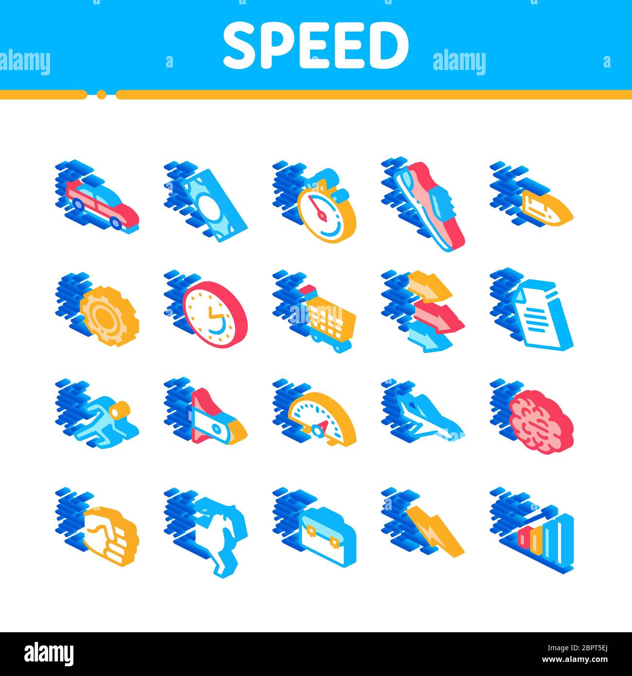 Speed Fast Motion Isometric Icons Set Vector Stock Vector Image & Art ...