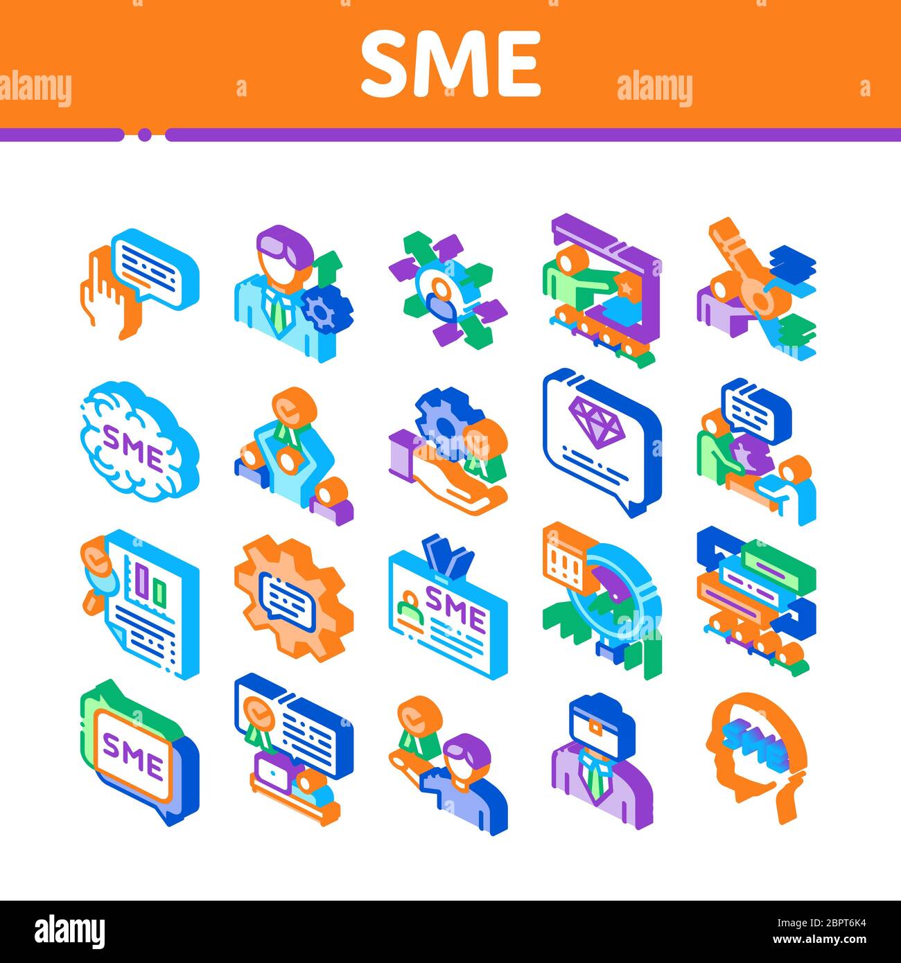 Sme Business Company Isometric Icons Set Vector Stock Vector Image ...