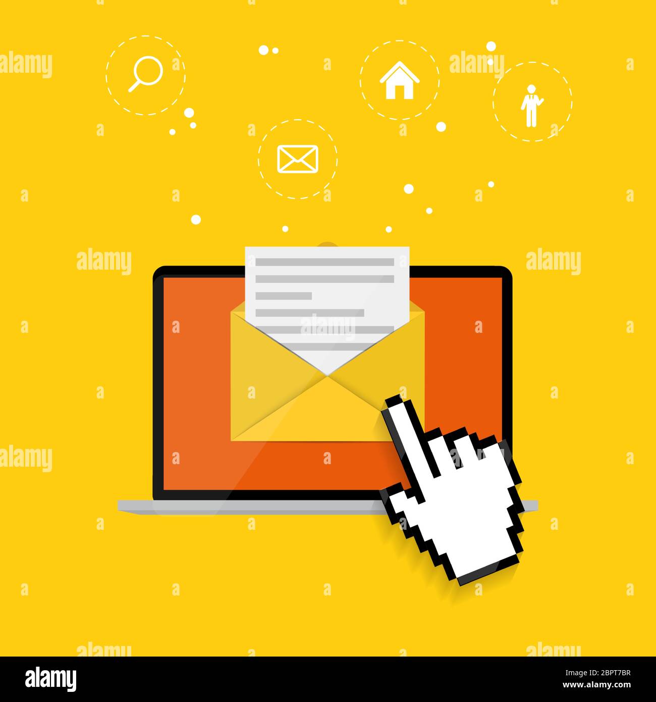 New Email on the laptop screen notification concept. Vector ...