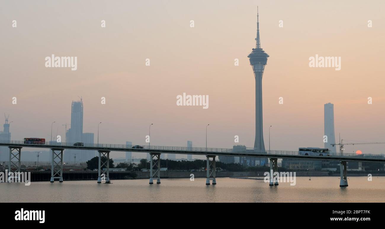 Macau city sunset Stock Photo - Alamy