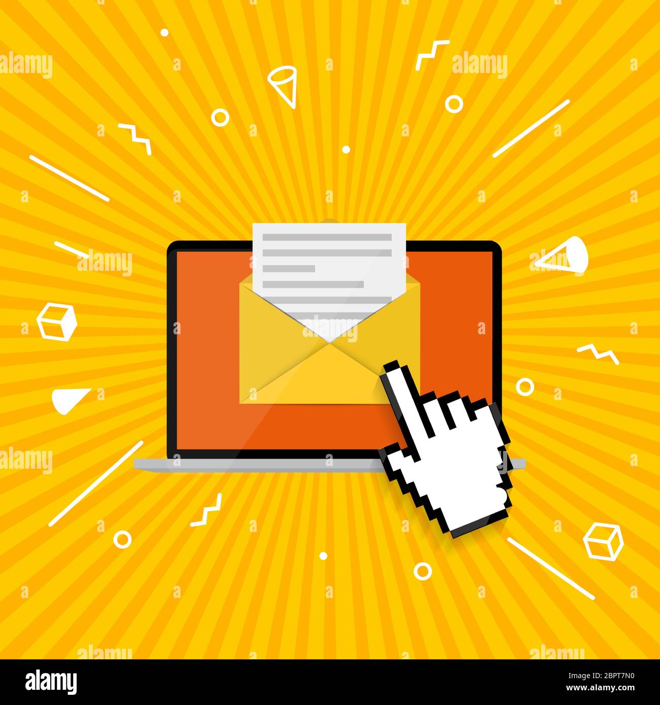 New Email on the laptop screen notification concept. Vector ...