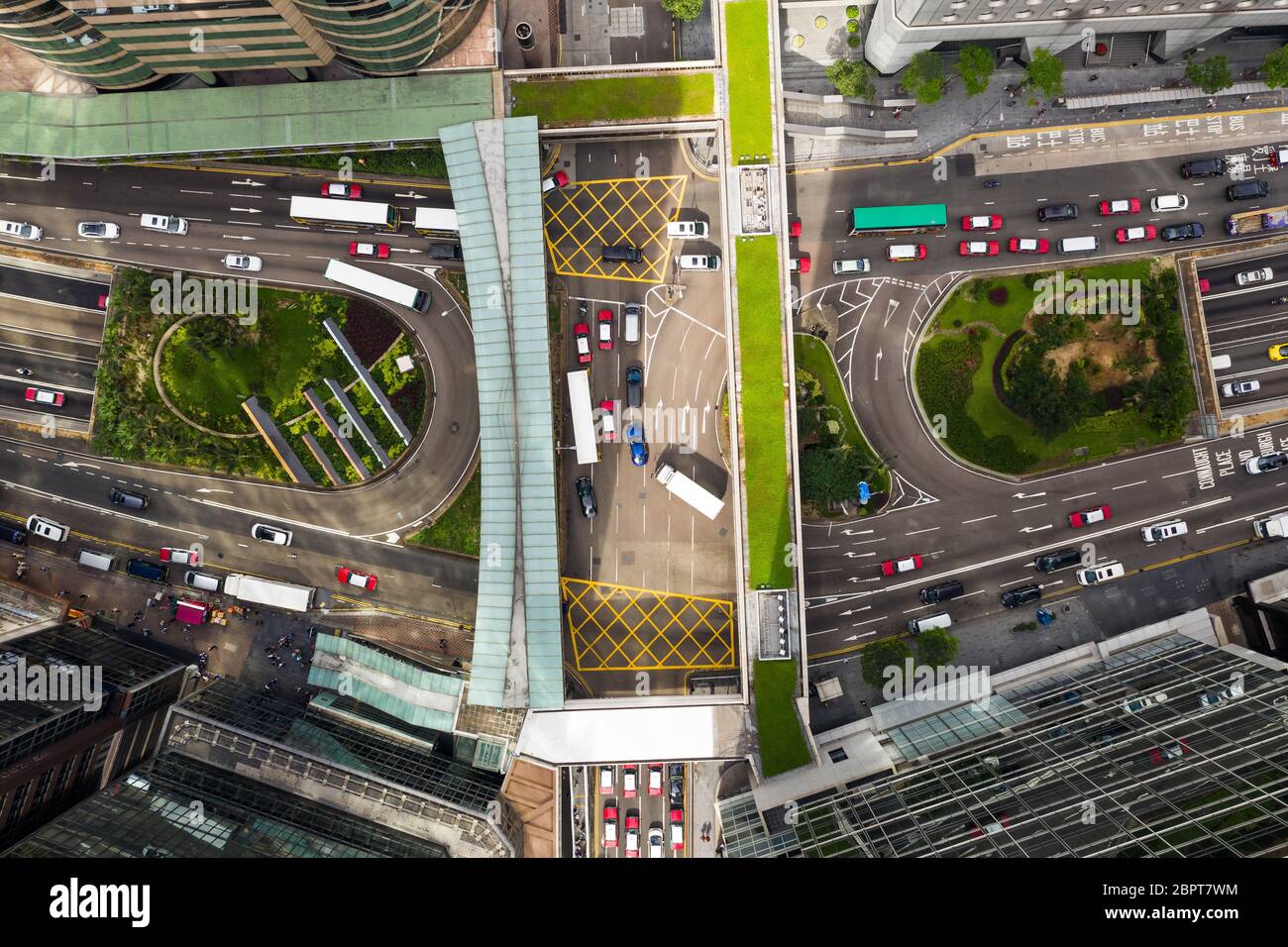 Top view hong kong intersection hi-res stock photography and images - Alamy