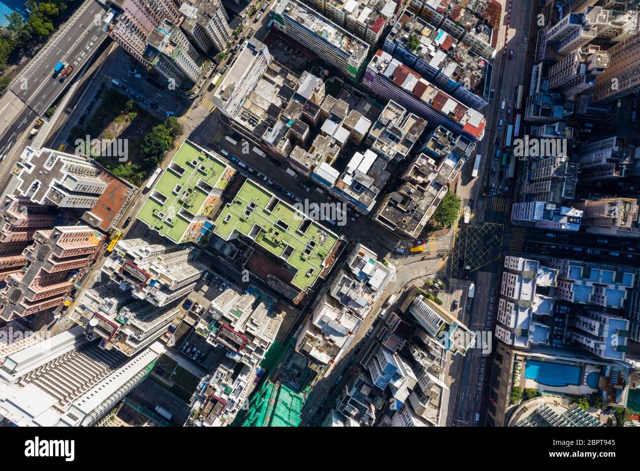 To Kwa Wan, Hong Kong, 29 November 2018- Aerial view of Hong Kong city ...