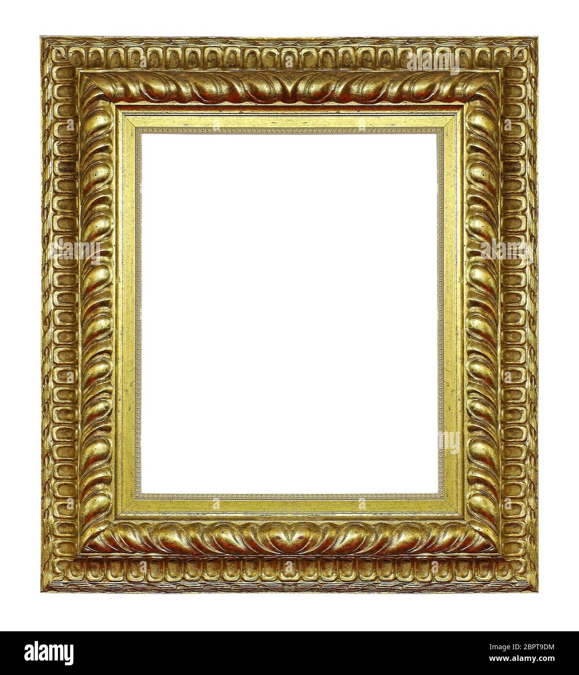 Empty retro golden frame isolated on white background Stock Photo - Alamy
