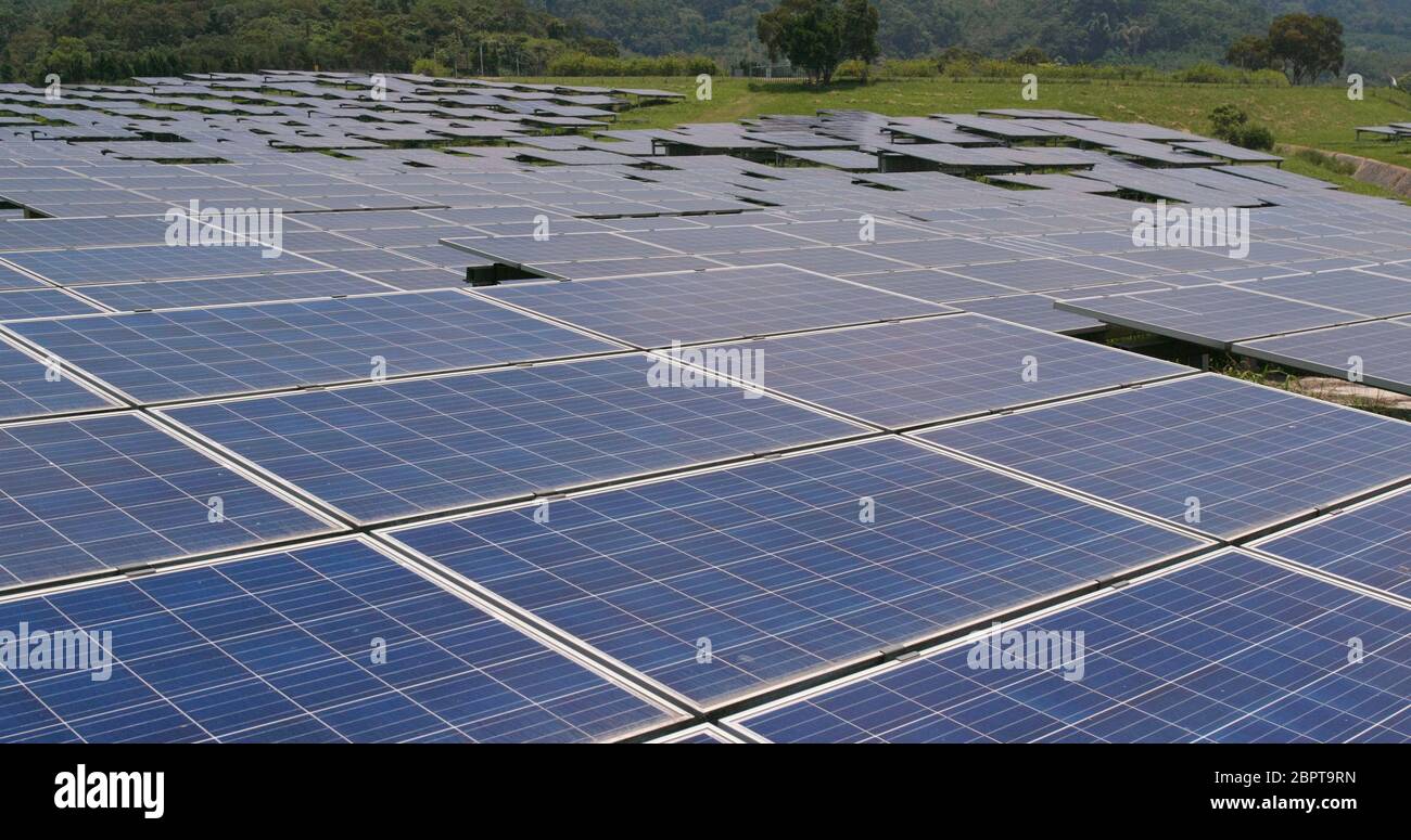Solar panel power station plant Stock Photo - Alamy