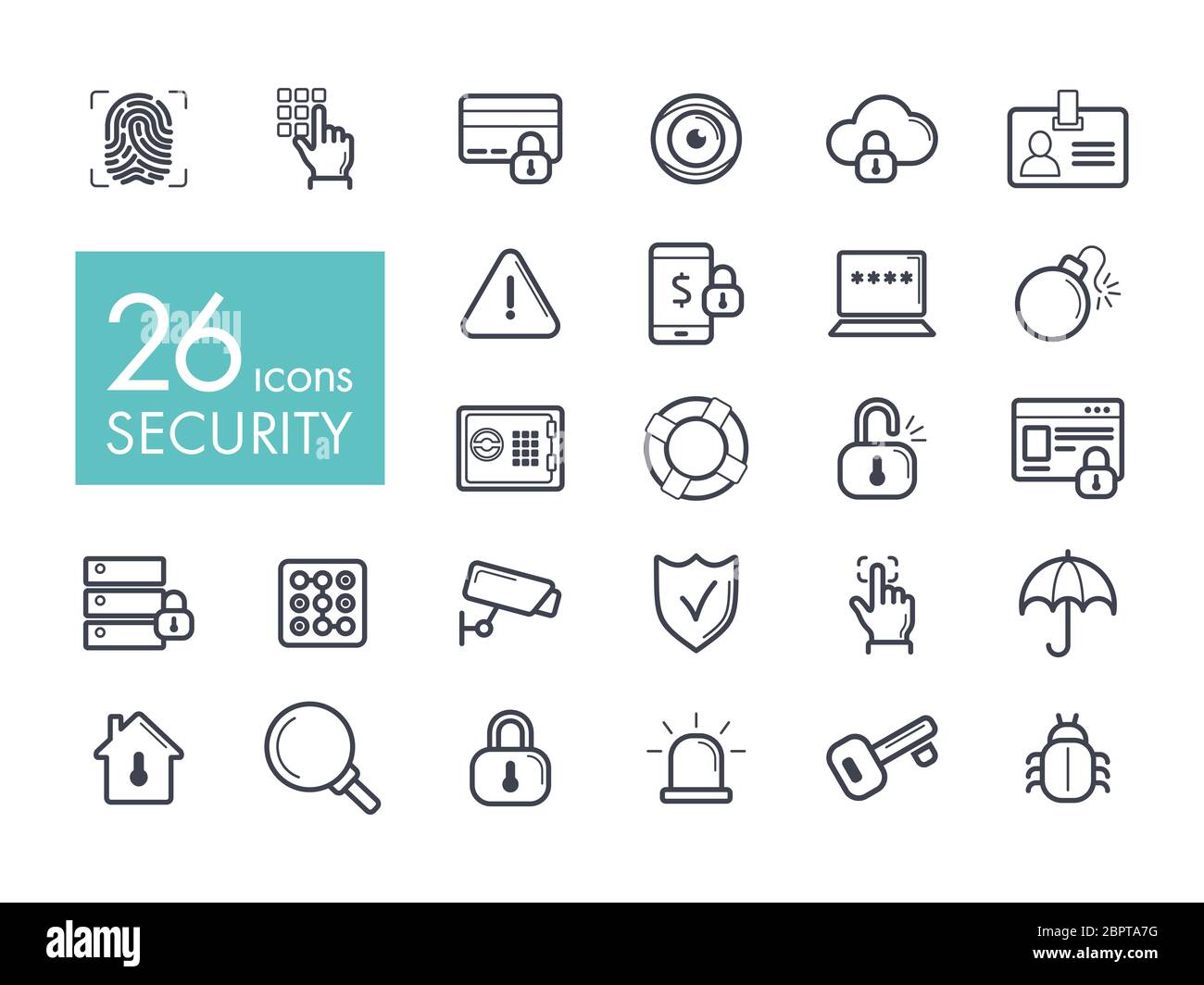 Security Outline Web Icon Set Graph Symbol For Your Web Site Design Logo App Ui Vector