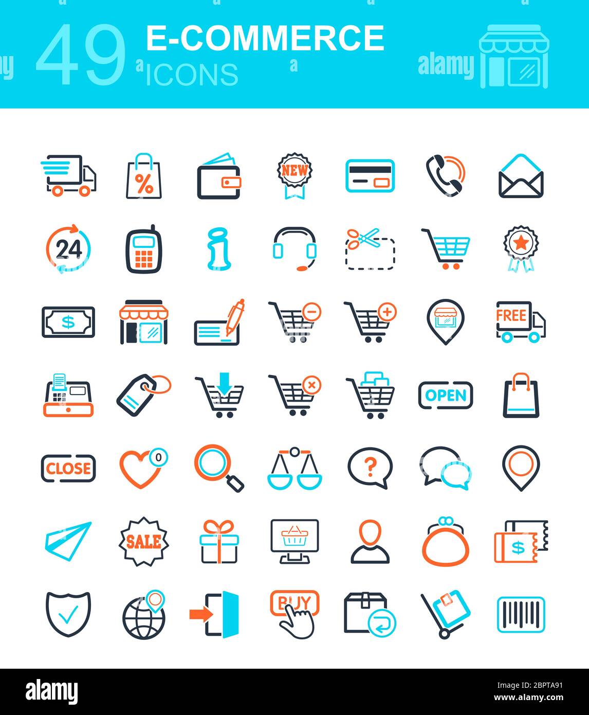 E-commerce set vector icons shopping and online. Graph symbol for your ...