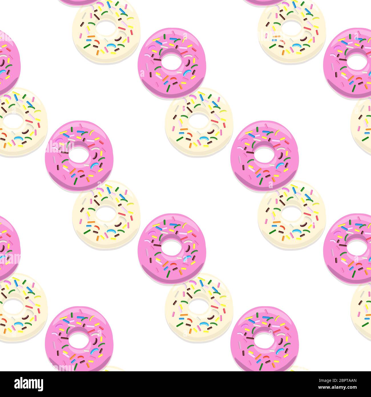 Vector seamless pattern illustration of donuts pink and light glaze on ...