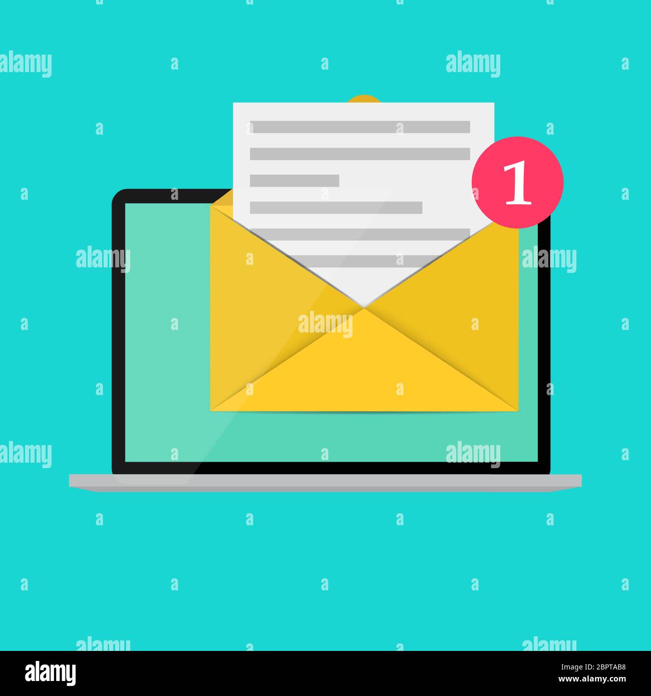New Email on the laptop screen notification concept. Vector ...