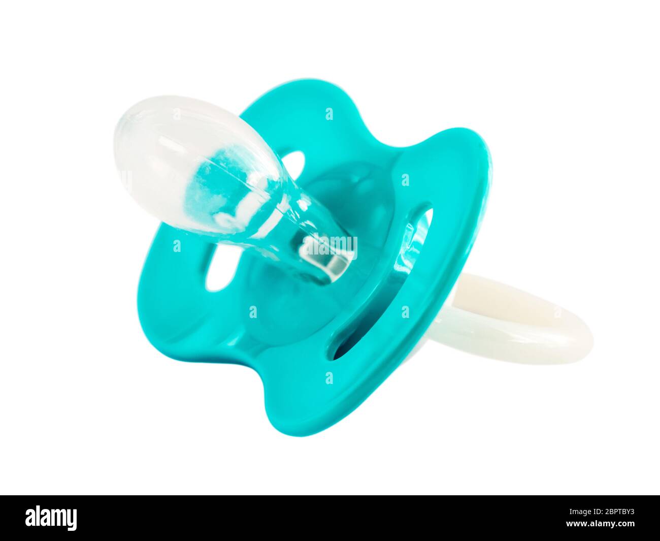 Blue baby silicone pacifier isolated on white. Blue soother or pacifier ...