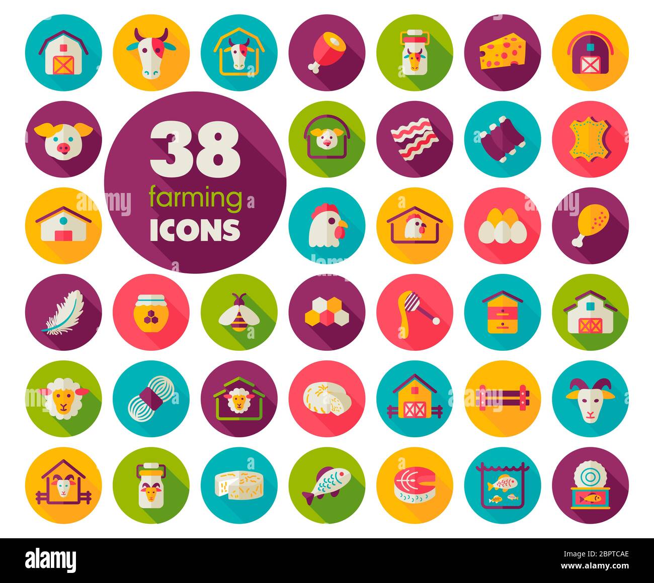 Farm animal icons set. Graph symbol for your web site design, logo, app ...
