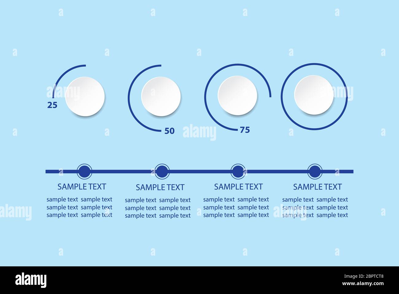 Modern infographic labels as performance presentation showing quarter ...