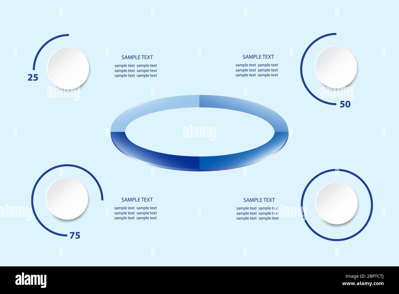 Infographic as ellipse in blue color shades in the center of the vector ...