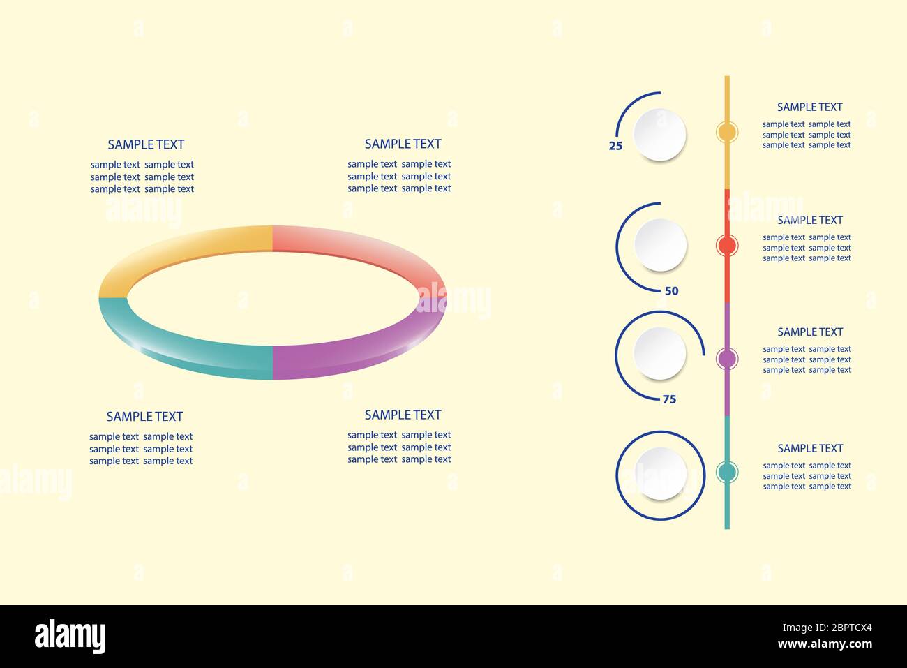 Infographic of colorful ellipse divided into 4 parts showing process ...