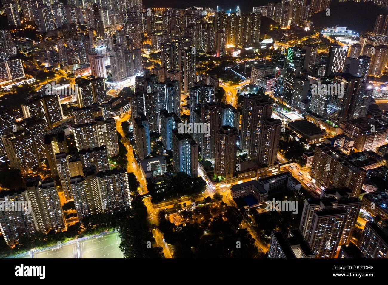 Top view of Hong Kong in the evening Stock Photo - Alamy