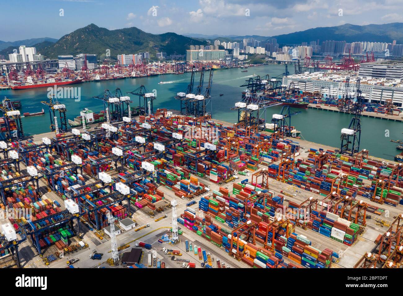 Kwai Tsing, Hong Kong 04 September 2018:- Kwai Tsing container terminal ...