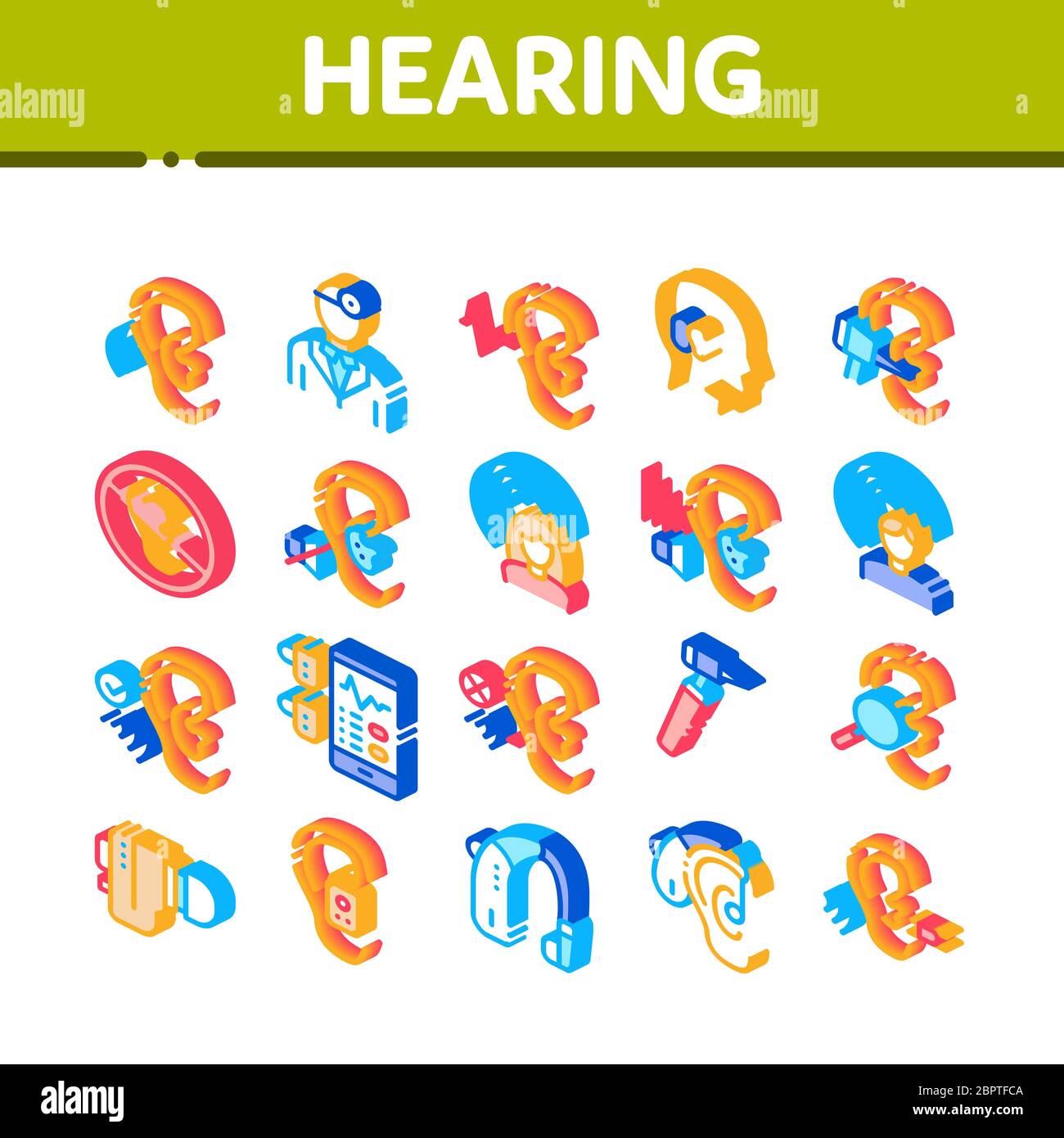 Hearing Human Sense Isometric Icons Set Vector Stock Vector Image & Art ...