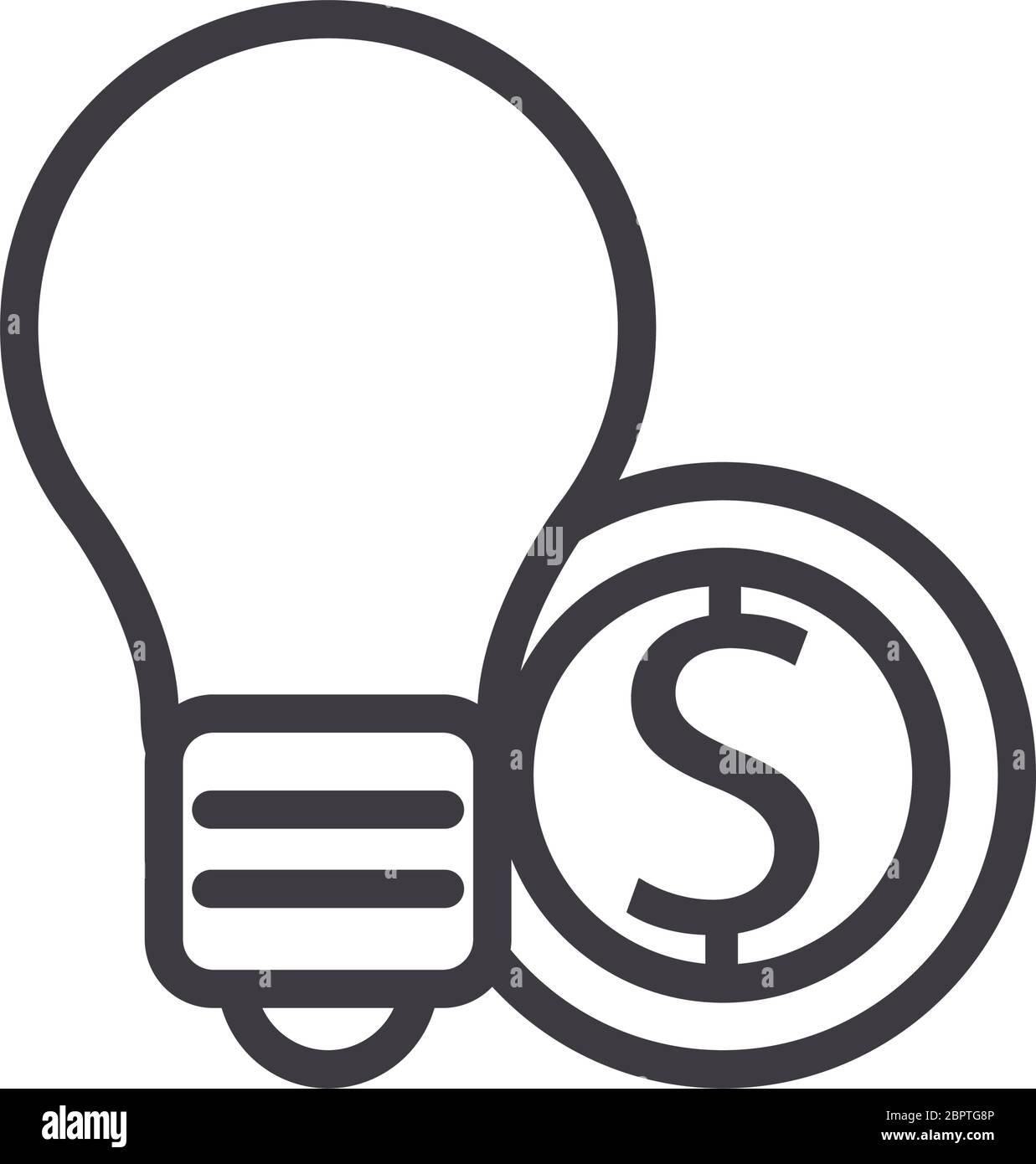 bulb with coin dollar line style icon Stock Vector Image & Art - Alamy