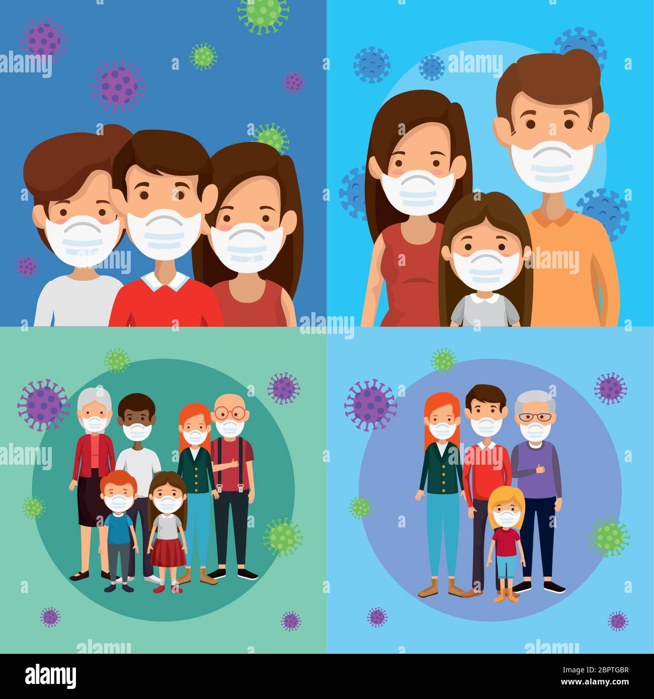 set scenes of families using face mask Stock Vector Image & Art - Alamy