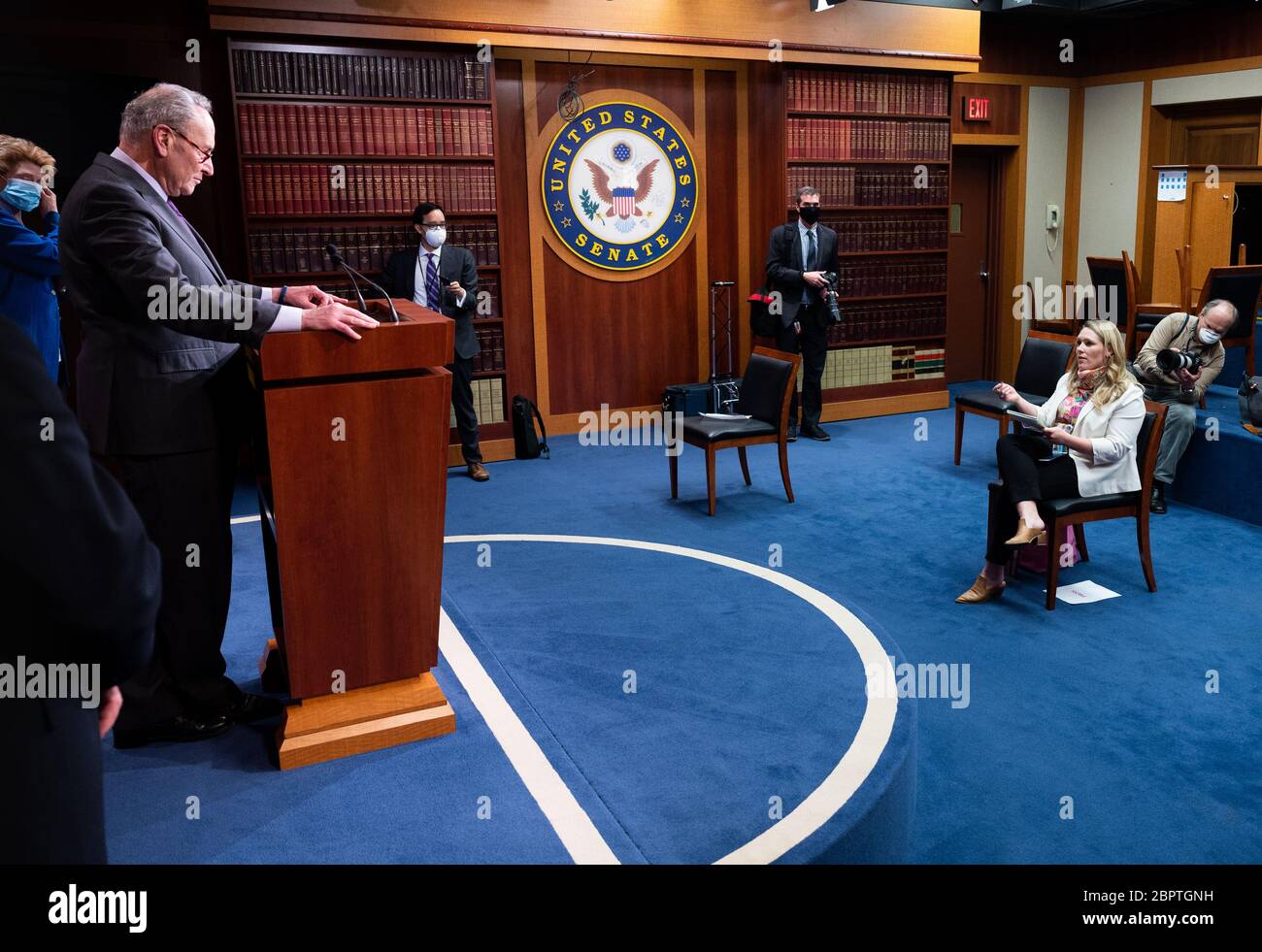 U.S. Senator Chuck Schumer (D-NY) speaks at a Democratic Senate caucus ...