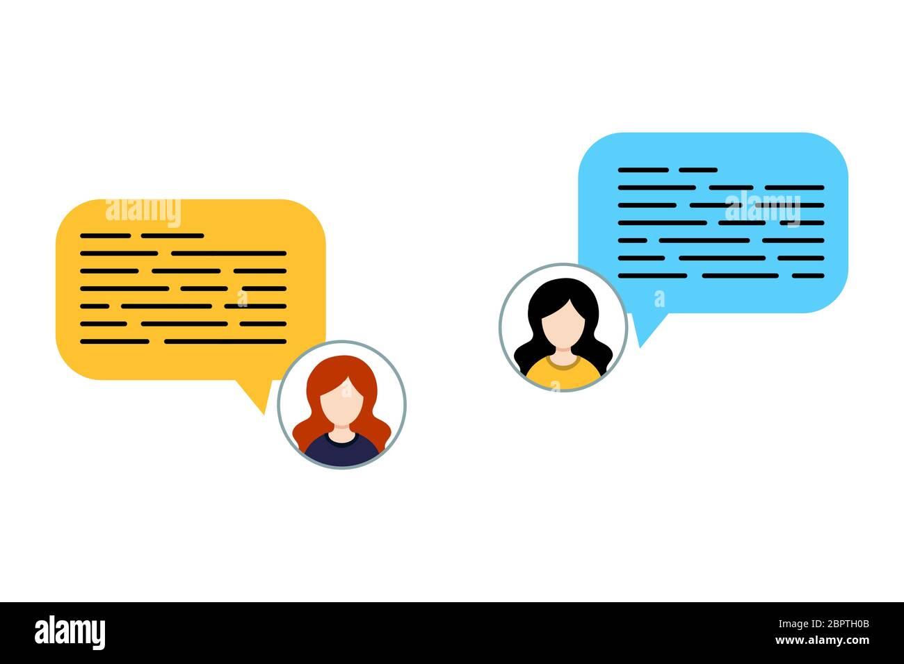 communicating with people via messages. avatar woman, girl. speech app ...