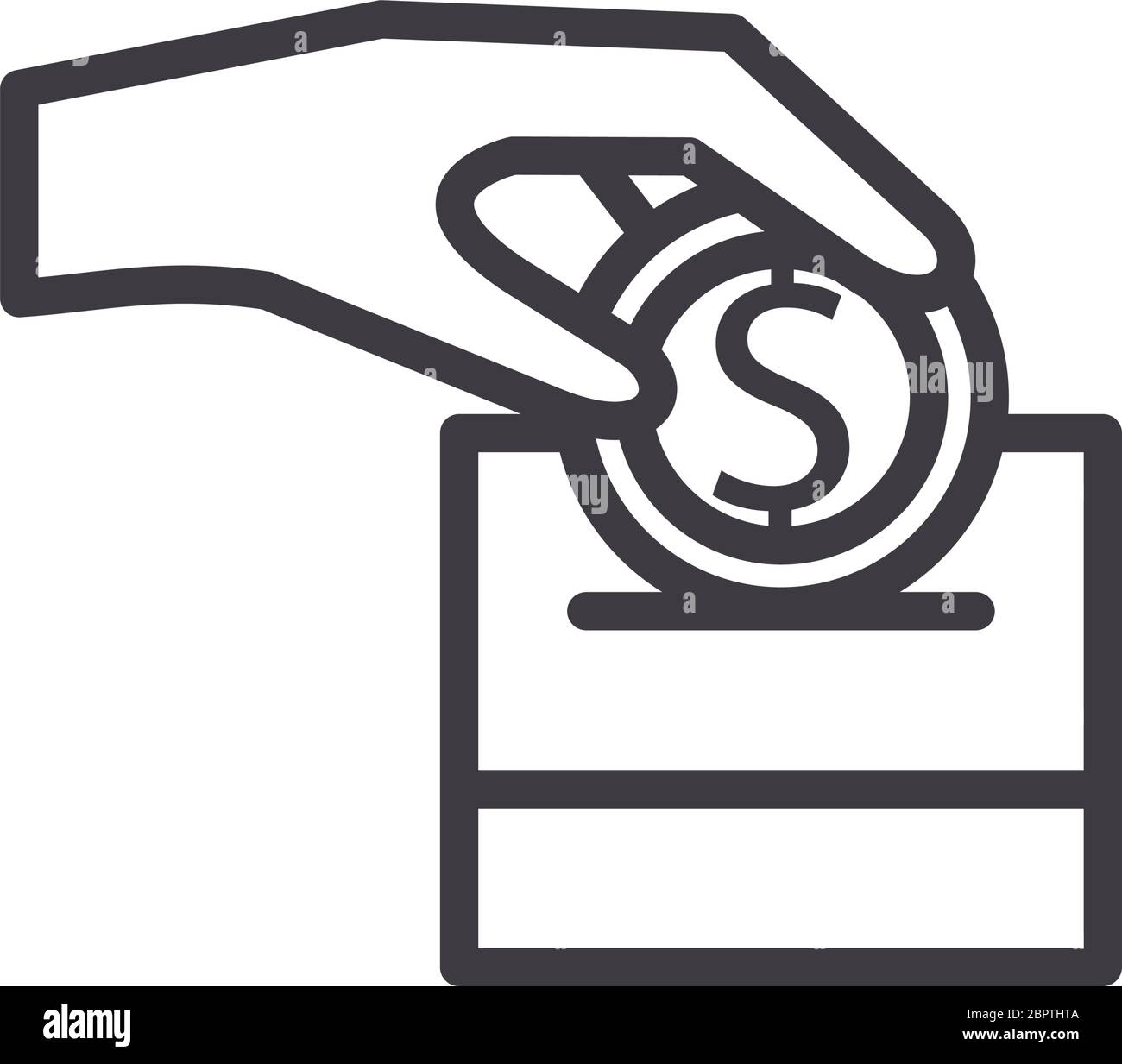 hand insert coin line style icon Stock Vector Image & Art - Alamy