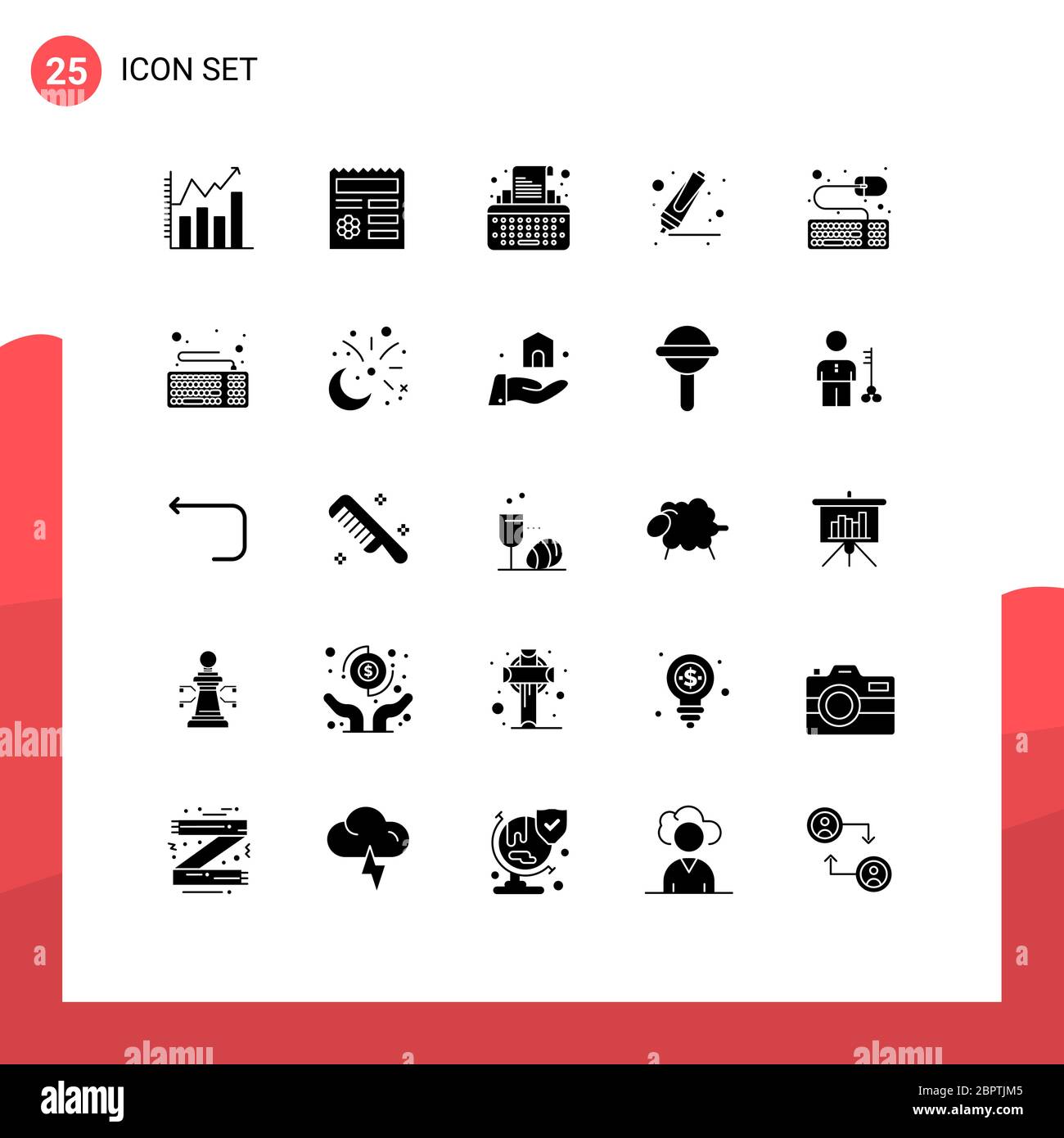 Set of 25 Modern UI Icons Symbols Signs for mouse, accessories, keys ...